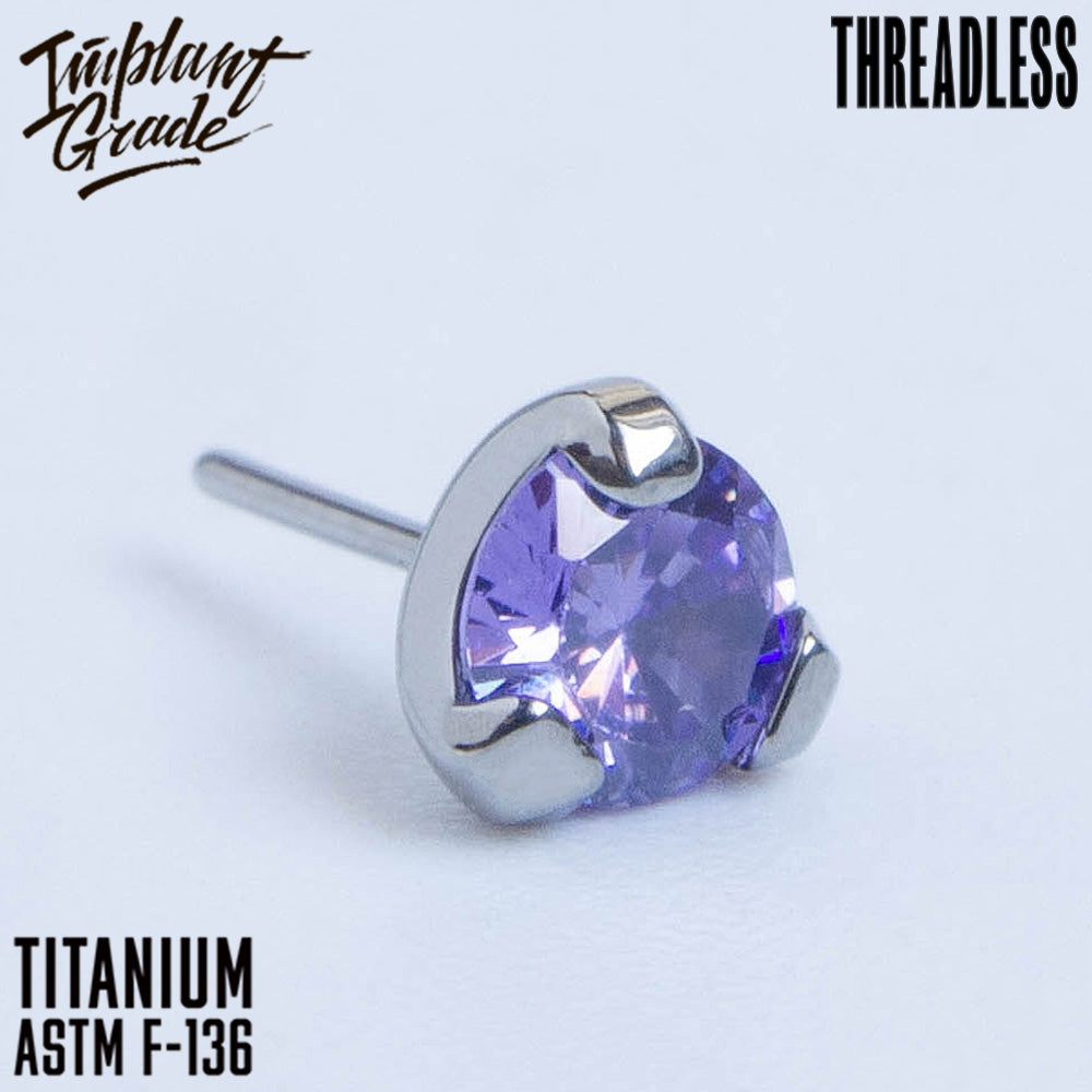 Threadless Three Prong Set Tanzanite Top Implant Grade