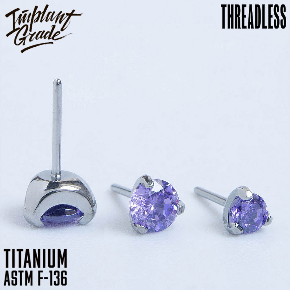 Threadless Three Prong Set Tanzanite Top Implant Grade